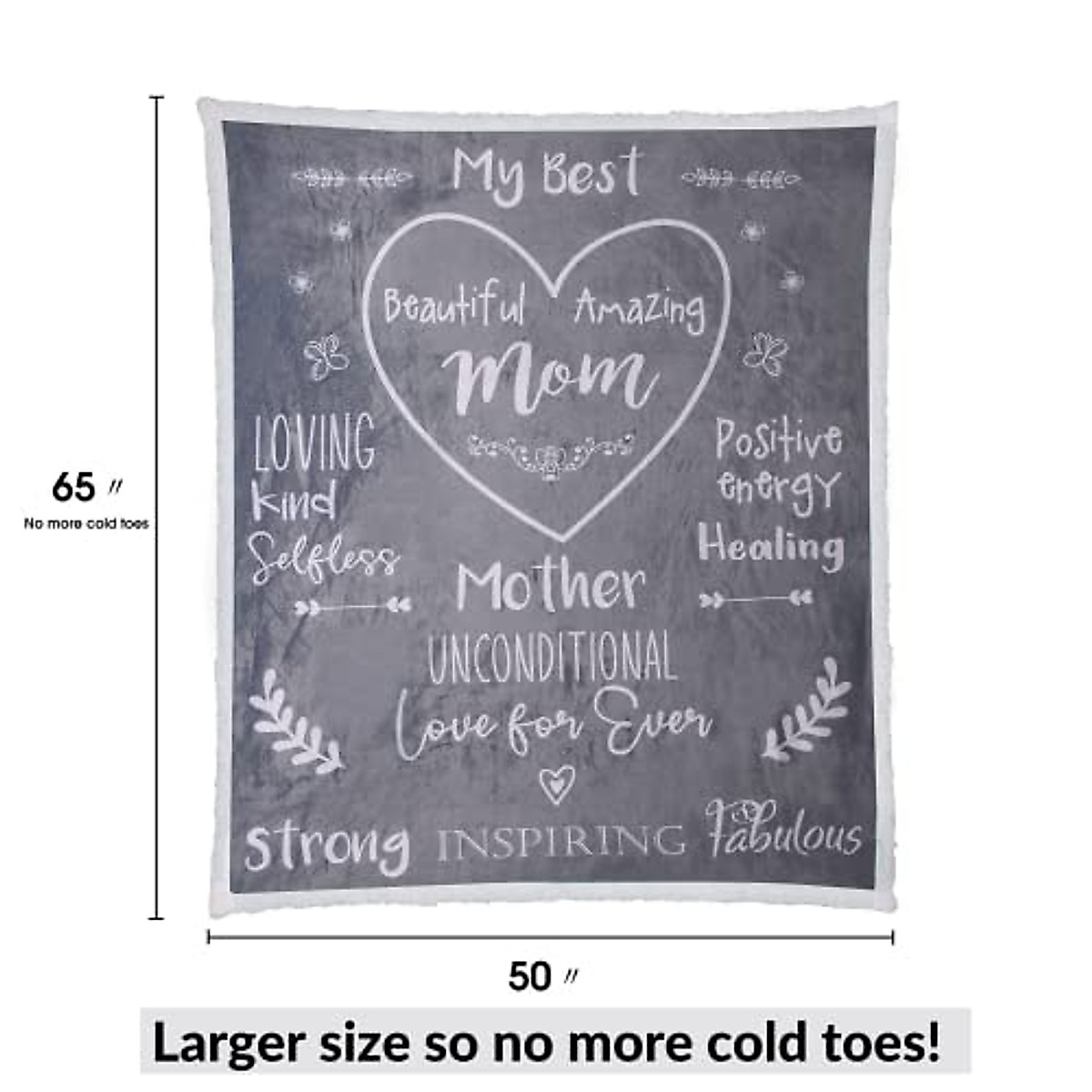 Blanket - Mom Blanket from Daughter for Mom - Extra Soft Fleece Sherpa Throw Blanket from Son (Gray, Sherpa Fleece)