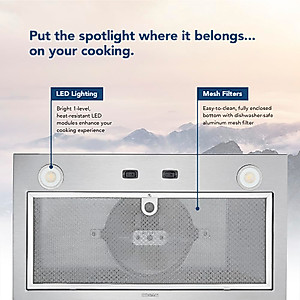 Broan-NuTone PM300SS Custom Power Pack Range Hood Insert with 2-Speed Exhaust Fan and Light, 300 Max Blower CFM, Stainless Steel, 21-Inch Built