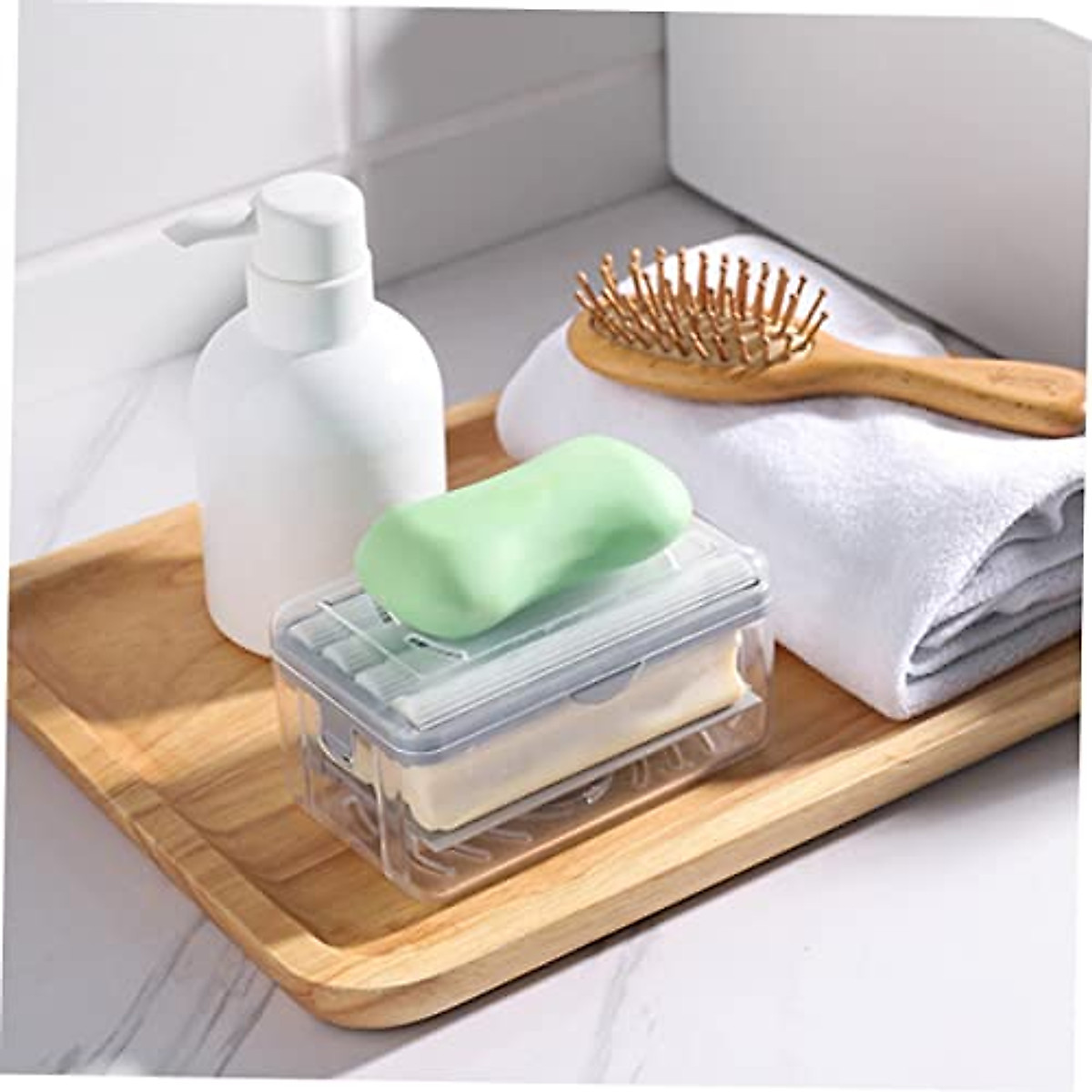 BETOOKY Box Soap Box Soap Dish Soap Tray Dish Soap Dispenser Foaming Soap Dispenser Laundry Soap Containers Bar Soap Laundry Soap Dispenser Set Pearlescent Travel Plastic