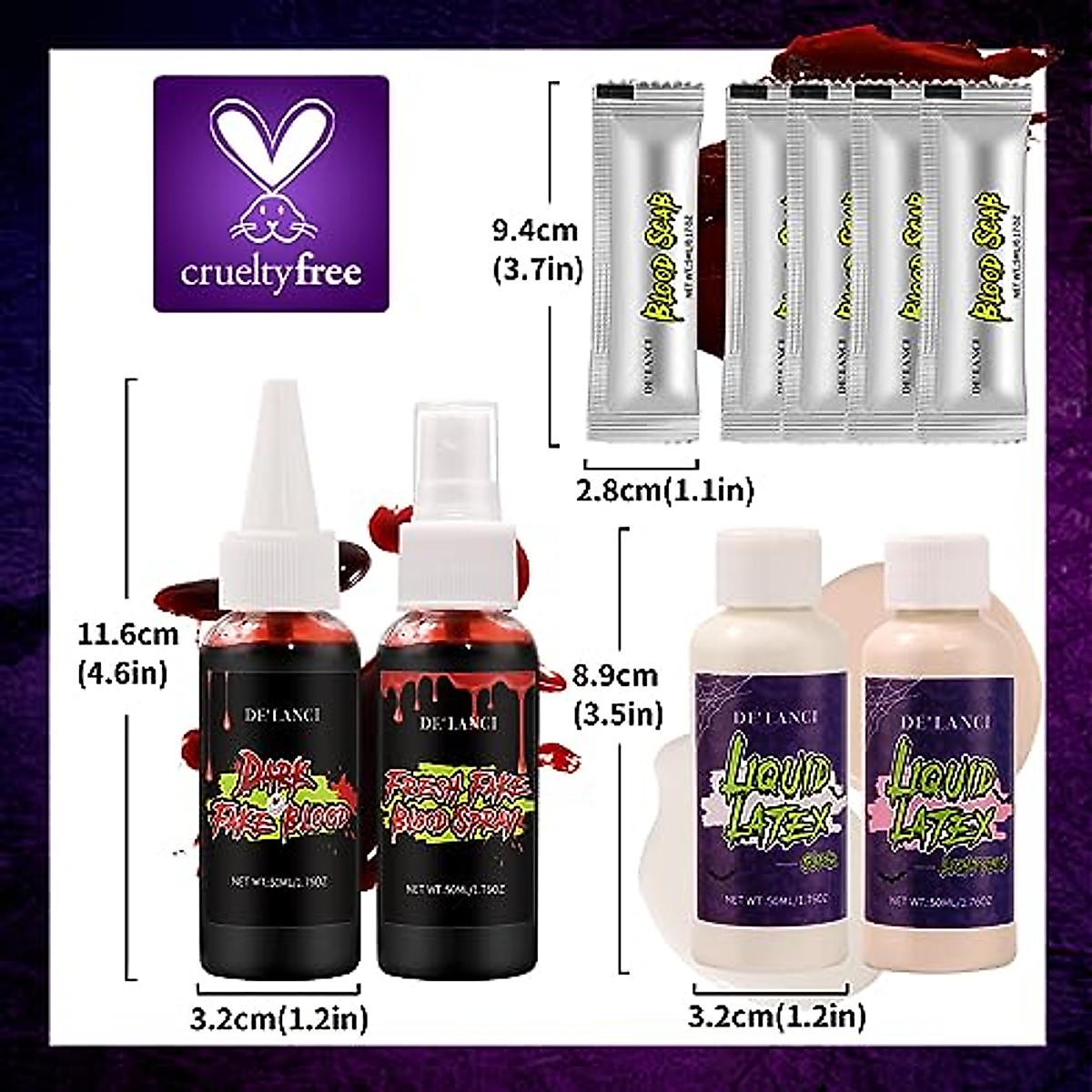 Liquid Latex Makeup Kit - White & Flesh, Blood Spray, Dripping & Gel Blood, Zombie Makeup for Wounds