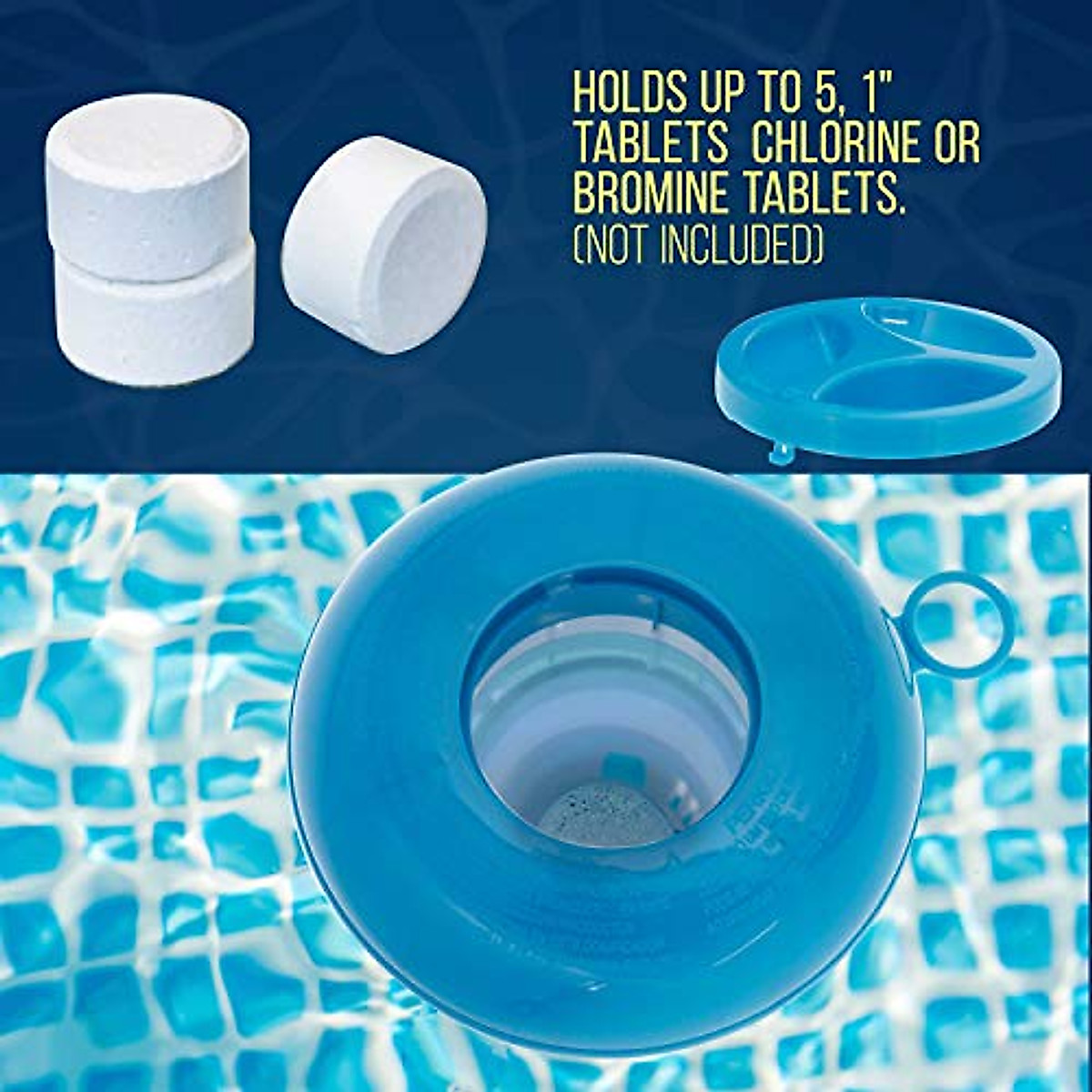 U.S. Pool Supply Pool & Spa Floating Chlorine & Bromine 1" Tablet Chemical Dispenser, 5" Diameter, Collapsible Floater
