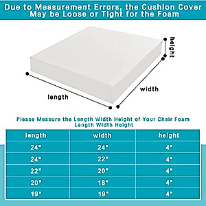 idee-home Patio Cushion Covers Replacement, Outdoor Cushion Slipcovers, Waterproof Chair Seat Cover for Sofa Couch Furniture Outside Zipper Design, 6 Set 22 Inchx20 Inch Peacock Blue