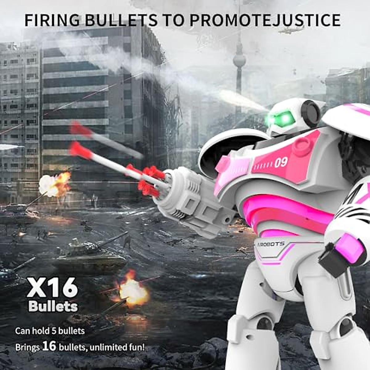 AIROBOTS Robots Toy for Kids, Robot Toys for Toddlers,Smart Programmable Interactive RC Robot, Present for 4 5 6 7 8 9 Years Old Kids Boys and Girls,Pink