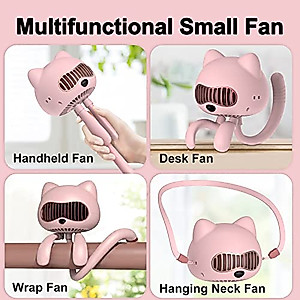 OverTwice Stroller Fan Bladeless/Desk/Handheld/Car Seat/USB with Aromatherapy Design, Small Mini Personal Portable Fan with Adjustable Lanyard and Flexible Tripod Clip, for Bed, Camping(Pink)