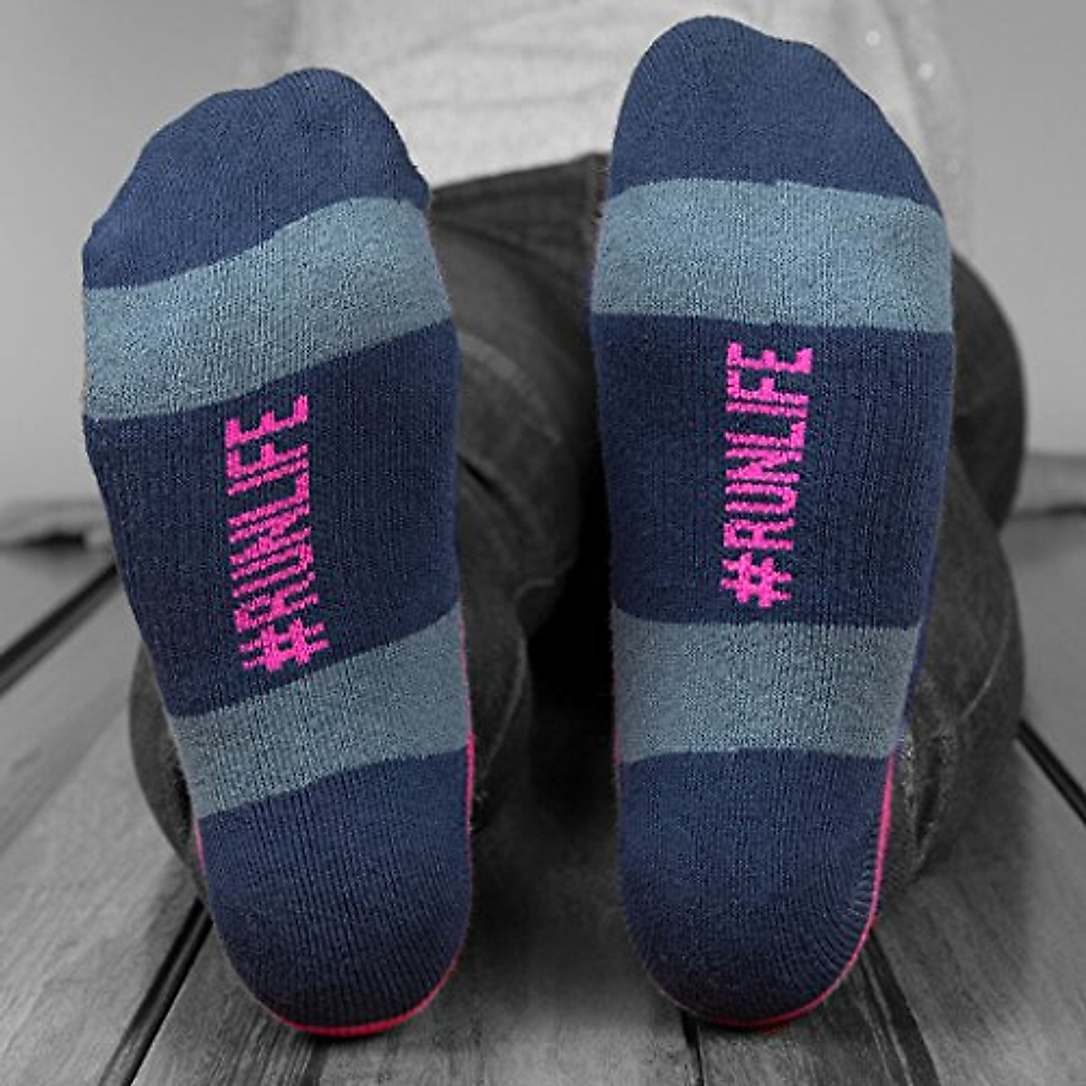Gone For a Run Inspirational Athletic Running Socks | Women's Woven Low Cut | Inspirational Slogans | Over 25 Styles (Train Race Repeat (Pink/Navy))