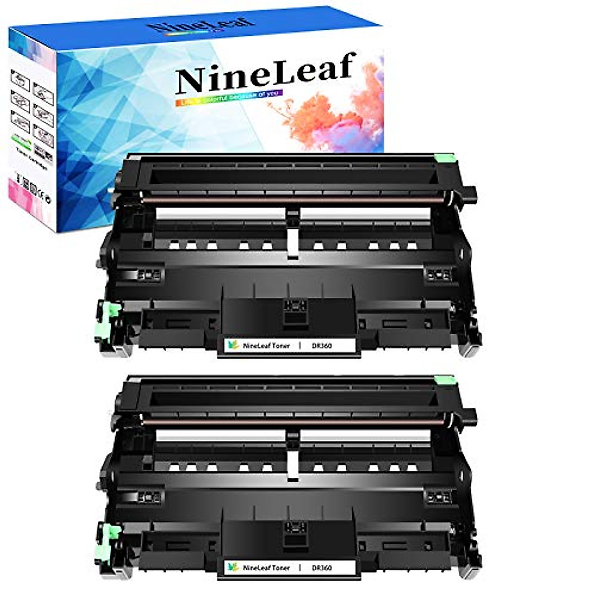 NineLeaf Black Compatible Drum Unit Replacement for Brother DR360 DR 360 DR-360 DCP-7040 DCP-7030 MFC-7840W MFC-7340 MFC-7440N HL-2140 HL-2170W HL-2150N Printer (2 Pack)