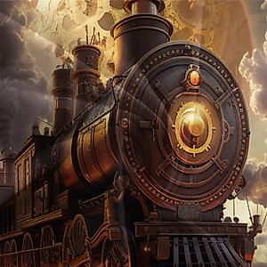 EVMILA Steam Train 3D Print Steampunk Comforter Covers Duvet Cover for Boys Girls Quilt Cover Soft Microfiber with Zipper Closure with Pillow Cases Bedding Set 3 Pieces Twin（173x218cm）, Style