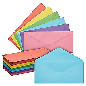 120-Pack #10 Business Mailing Colorful Envelopes in 6 Assorted Colors, Gummed V-Flap Seal for Party Invitations, Checks, Invoices, Letters, Notes, Photos (4.125 x 9.5 in)