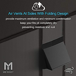 MENSBY Gas Fire Pit Cover Square 40x40x25 inch Fire Pit Table Protective Cover for Outdoor Patio Garden Waterproof and Anti-Fade