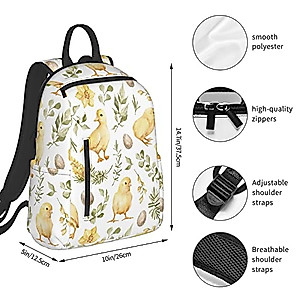 ILEABEC Travel Backpack For Women Men Duck Chickens Leaf Laptop Backpack Casual Daypack Backpacks