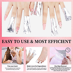 NXJ INFILILA Nail Foil - 300PCS Foil Nail Wraps Gel Nail Polish Remover Foil Wraps for Nails, Soak Off Gel Remover with Larger Cotton Pad for Removing Nail Polish at Home