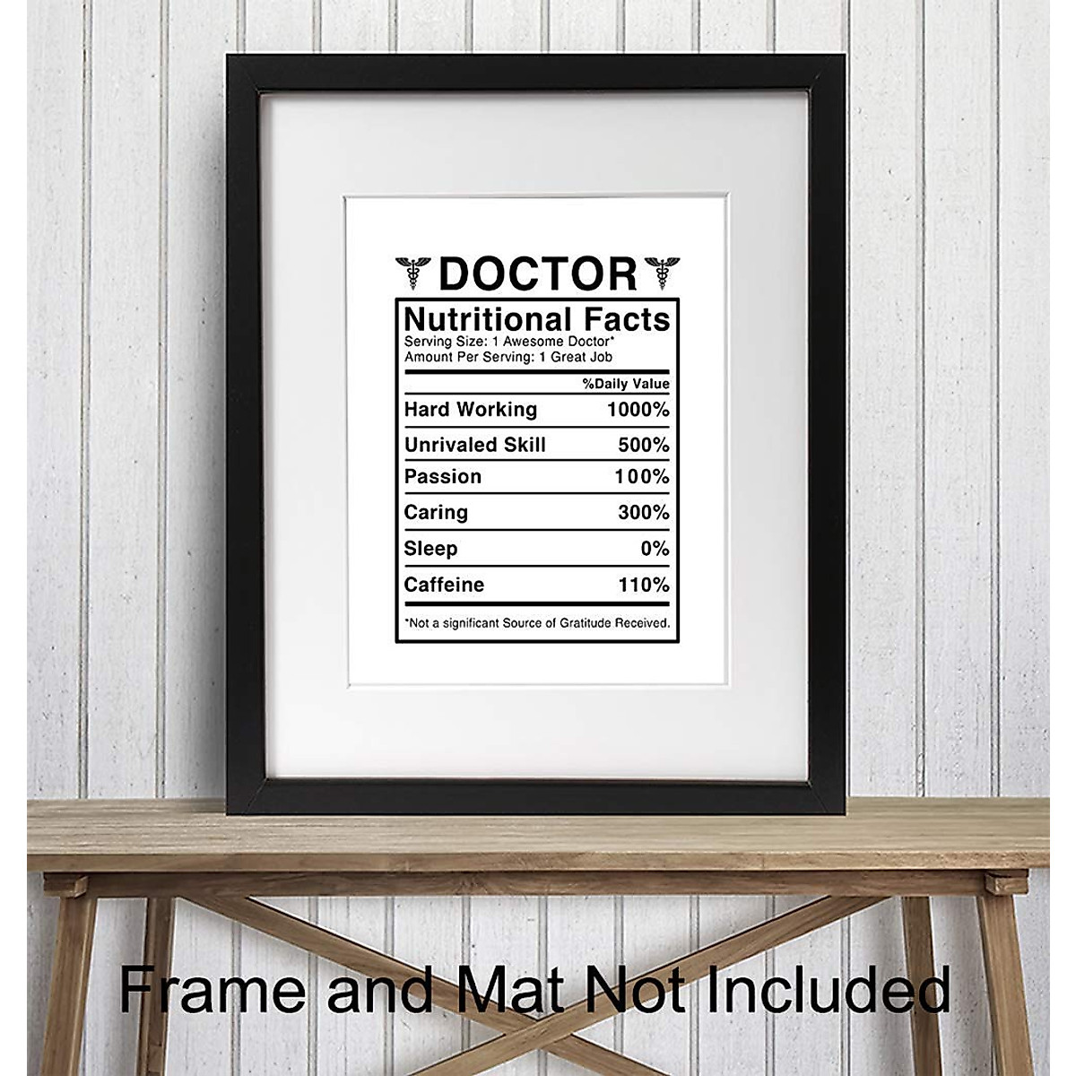 Doctor Nutritional Facts Wall Art - Funny 8x10 Room Decor, Home Decoration for Medical Clinic or Office - Unique Gift for Dr, Physician, Med Student - Unframed Poster Picture Sign Print