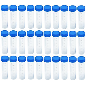 Eowpower 30 Pieces 50 ml Plastic Sample Bottle Vial Storage Container Tube Tubes for Laboratory Lab