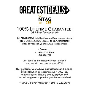GreatestDeals NTAG215 NTAG 215 25mm NFC Stickers Works with TagMo (Android) and Placiibo (iOS) and All NFC Applications (50 Stickers)