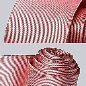 HISDERN Mens Ties Pink Ties for Men Formal Necktie with Pocket Square Set Satin Silk Dusty Rose Gold Neck Tie Set Classic Blush Tie Handkerchiefs for Wedding