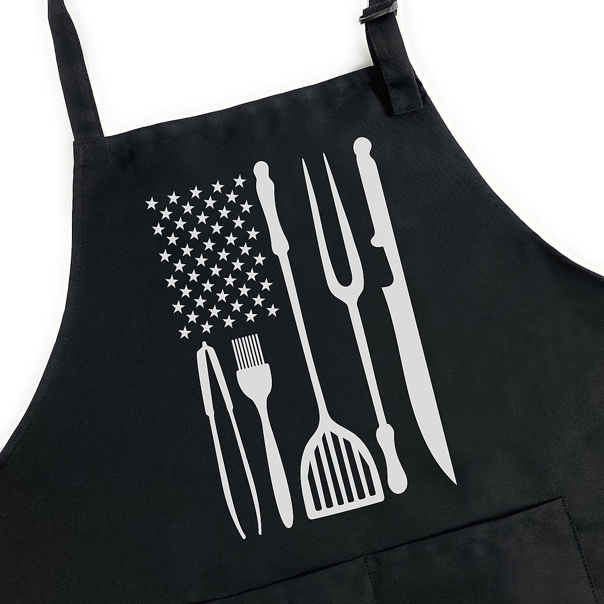 American Flag Grilling Tools Apron, Patriotic USA Apron, USA Apron For Men, BBQ Grill Apron, America Apron Black