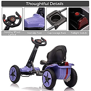 MOLACHI Go Kart for Kids,12V Battery Ride on car,Kids Electric Vehicles,Ride On Toys for Boys & Girls with Ergonomic Adjustable Seat（Purple）