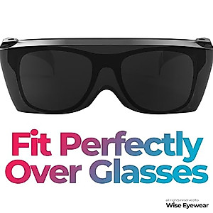 Wise Eyewear Cover-Ups Black Fit Over Sunglasses - Wrap Around Sunglasses - People Who Wear Prescription Glasses in the Sun (Black)
