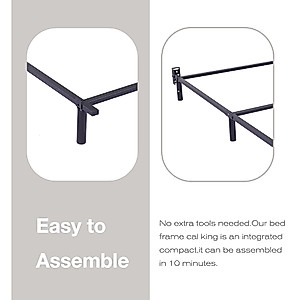 Nightell 7 Inch Metal Platform California King Bed Frame,Bed Base for Box Spring,Non-Slip,Easy Assembly,Heavy Duty Cal King Bed Frame Black