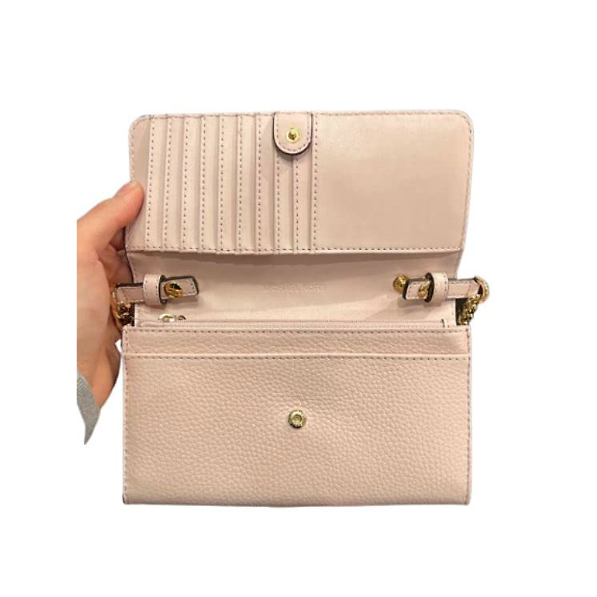 Michael Kors Jet Set Travel Snap Closure Multifunction Phone Case/Holder Crossbody Bag (Powder Blush)