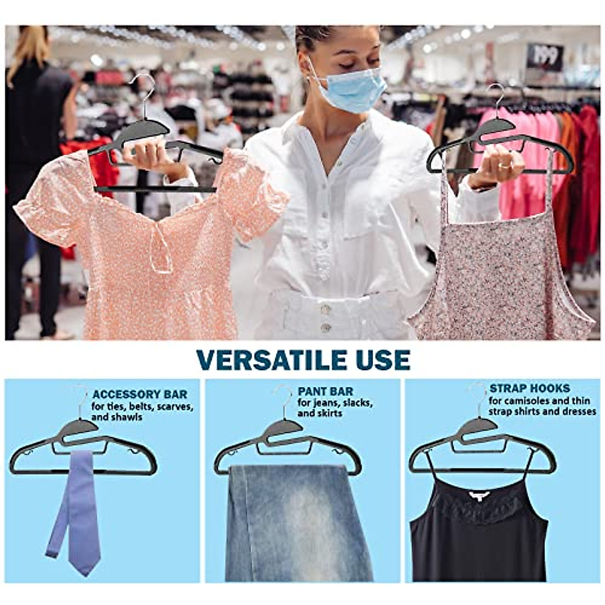 Rubber Coated Plastic Hangers (Black)