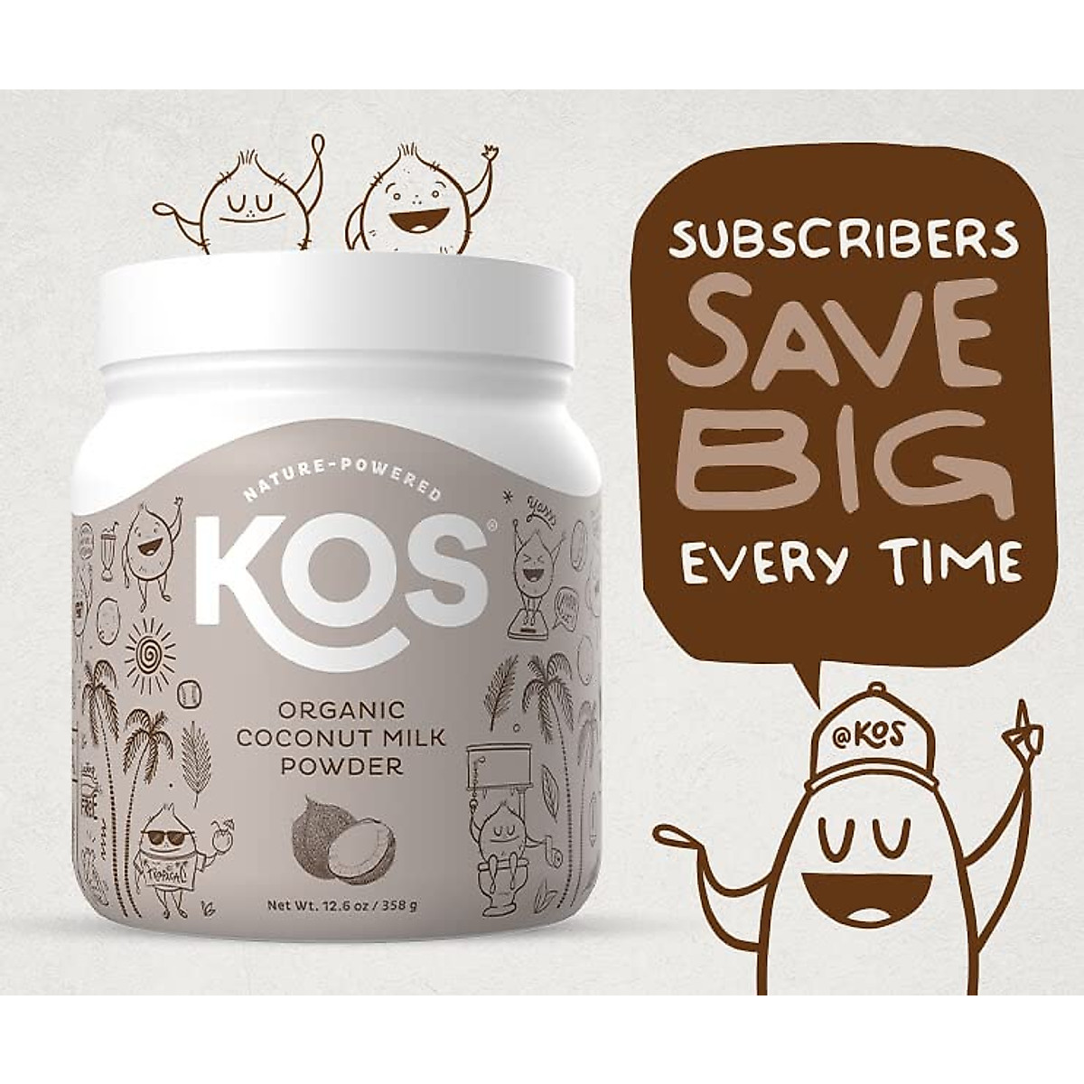 KOS Organic Coconut Milk Powder, USDA Certified - Sugar Free & Plant Based Creamer for Coffee, Tea, Smoothies - Vegan, Keto, Paleo Friendly, Non GMO, Gluten & Dairy Free - 12.6oz, 179 Servings