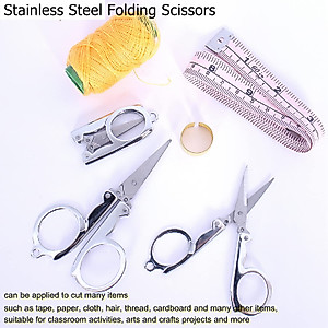 Folding Scissors,Portable Mini Travel Trip Scissors,Safety Foldable Small Scissors,Crafting Scissors,Stainless Steel Telescopic Cutter Used for Home Office,School, Camping 4 Pack