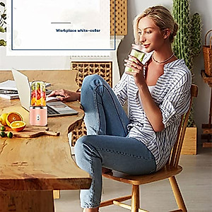 Portable Blenders, Personal Blender for Shakes and Smoothies, Fruit Juicer USB Rechargeable with 6 Blades, Handheld Blenders for Sports Travel and Outdoors (Pink)