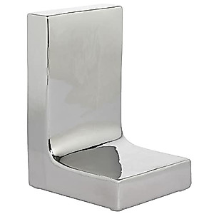MyGift Metallic Silver Ceramic L-Shape Decorative Bookends Unique Modern Office Desk Book Stand, 1-Pair