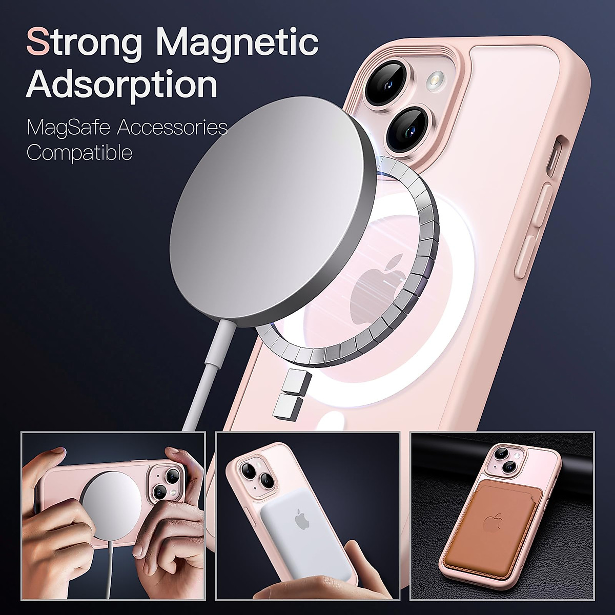 JETech Magnetic Case for iPhone 13 Mini 5.4-Inch Compatible with MagSafe, Translucent Matte Back Slim Shockproof Phone Cover (Chalk Pink)