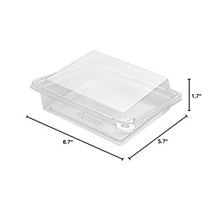 Restaurantware Tamper Tek 6.8 x 5.7 x 1.7 Inch Rectangle Take Out Containers 100 Durable Sandwich To-Go Containers - Tamper-Evident Freezable Clear Plastic Sandwich Containers With Hinged Lids