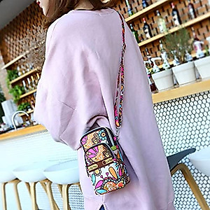 FONTSIME Phone Purse Small Crossbody Bag Mini Lightweight Leather Cell Phone Pouch Shoulder Bag with Strap for Women