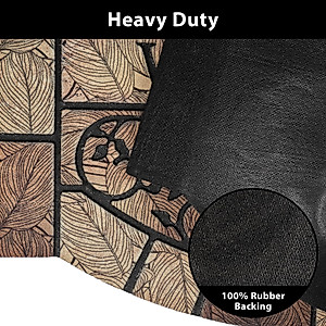 MTOUOCK Durable Welcome Door Mats, 24"x36" Heavy-Duty Large Welcome Mat for Front Door with Non-Slip Rubber Backing, Door Mats for Outside Entry High Traffic Area（Leaves）