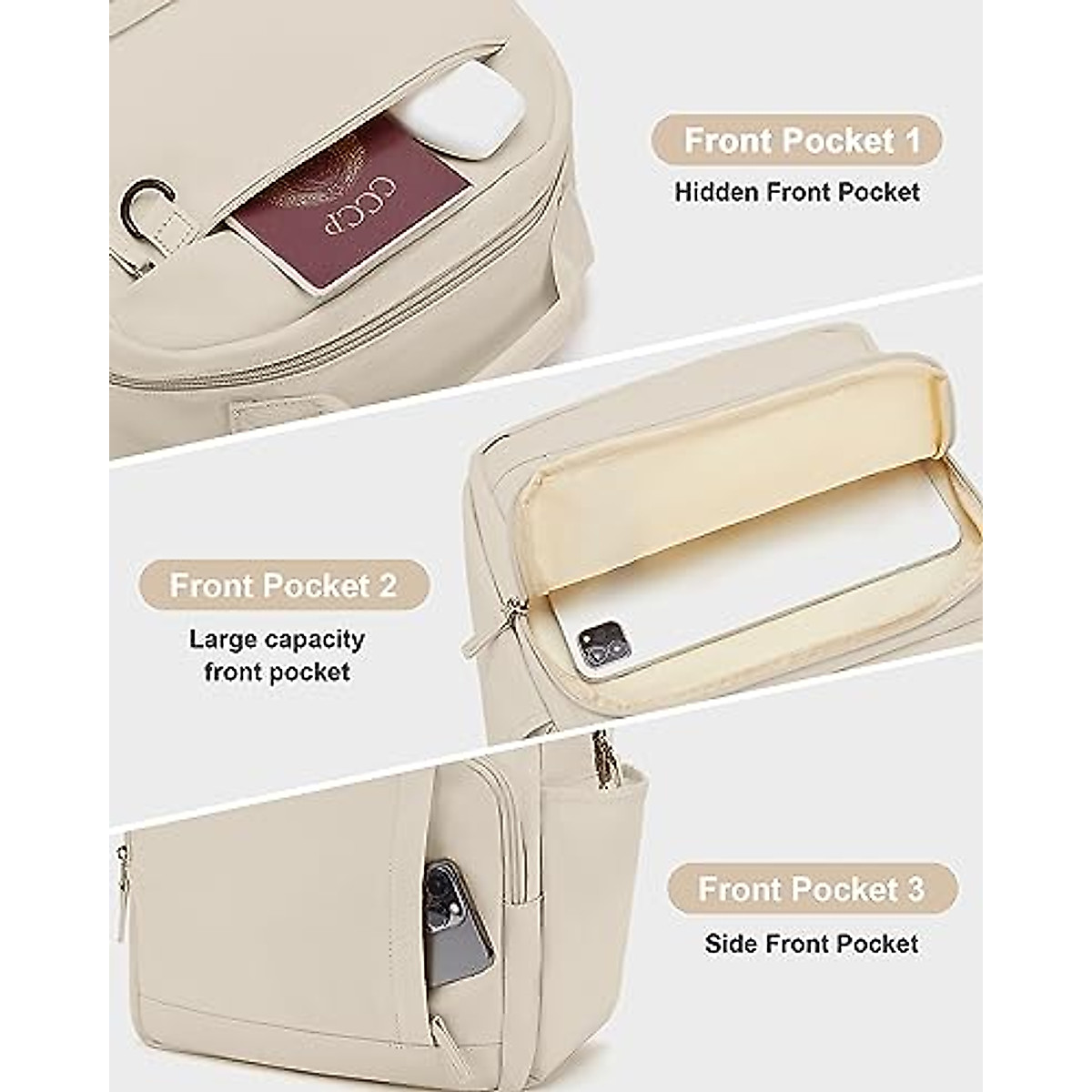 bergsalz White Laptop Backpack For Women Men Travel Backpack Carry On Backpack Casual Daypack Backpacks Lightweigt Waterproof College Essentials Backpack Work Teacher Backpack Purses For Women