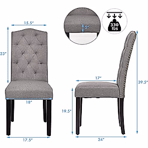 ERGOMASTER Parsons Dining Chairs Set of 4, Tufted Upholstered Kitchen Room Chairs with Solid Wood Legs, Padded Seat for Living Room, Restaurant, Wedding, Meeting, Celebration (Gray,4)