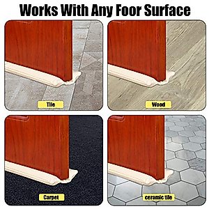 Emoly Under Door Draft Stopper,Improved Adjustable Double Draft Noise Blocker Sweep，Adjustable 32 to 38" for Sound Dust Proof (White)