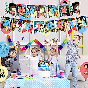 VERSAINSECT i Party Decorations,Birthday Party Supplies For Studio Ghibli Party Supplies Includes Banner - Cake Topper - 12 Cupcake Toppers - 18 Balloons -50 Studio Ghibli Stickers