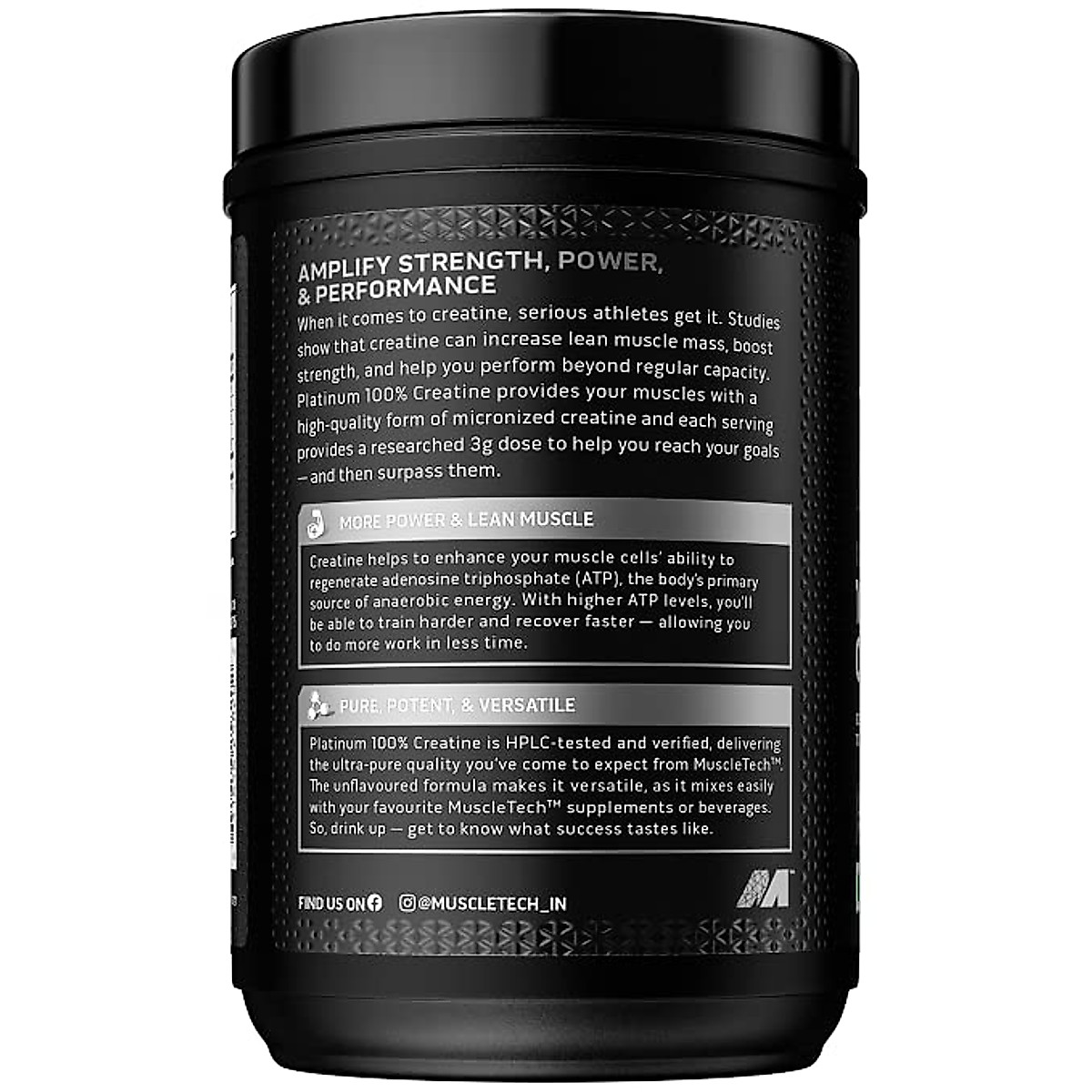 Creatine Monohydrate Powder | MuscleTech Platinum | Pure Micronized | Muscle Recovery + Builder for Men & Women | Workout Supplements | Unflavored (80 Servings)