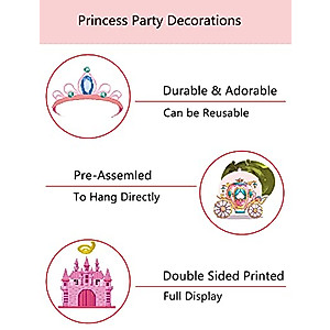 JHkim Princess Party Decorations, 30 CT Princess Birthday Party Supplies for Baby Shower Decorations, Princess Theme Birthday Party