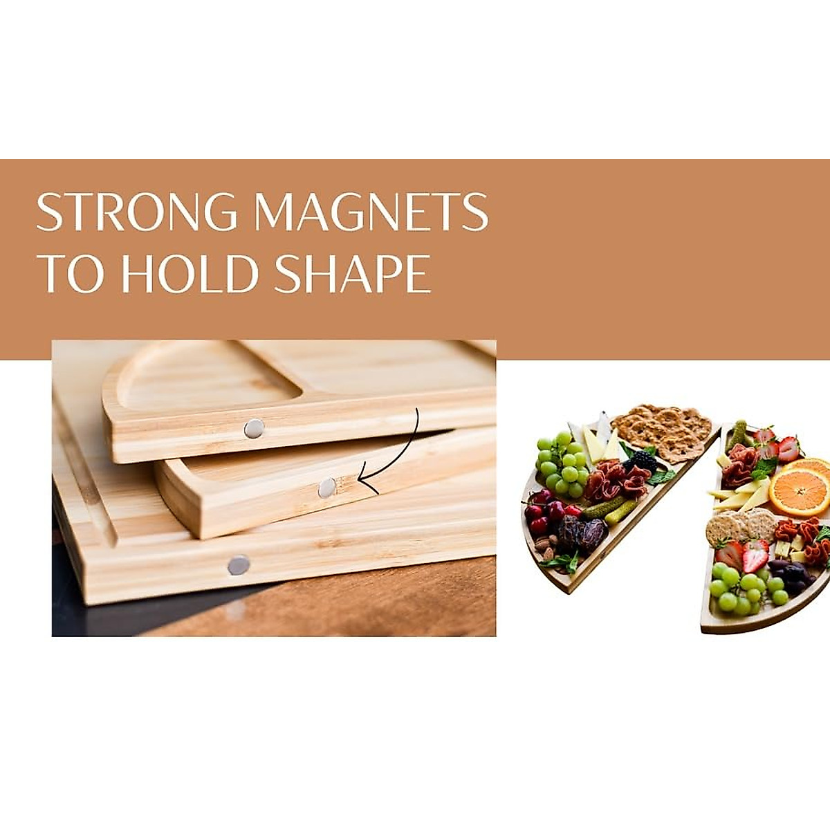 Generic 3 Piece Magnetic Charcuterie Boards Gift Set: Charcuterie Board Set, Bamboo Cheese Board Set for Mom | House Warming Gifts New Home | Wedding Gifts for Couple, Bridal Shower Gift