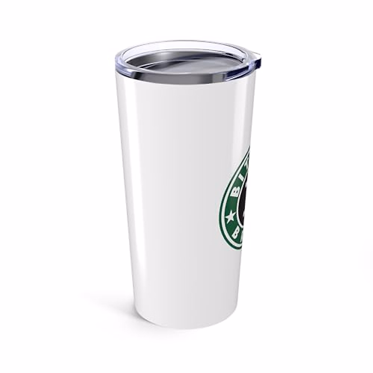 Crypto Coffee Tumbler | Bitcoin Brew Travel Mug | Stainless Steel | 20 oz | White