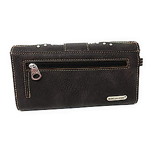 Concealed Carry Hobo Double Flat Strap Purse Wings Buckle with Matching Wallet (Dark Brown)