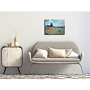 Wieco Art The Poppy Field Near Argenteuil Giclee Canvas Prints Wall Art of Claude Monet Famous Floral Oil Paintings Reproduction Classic Flowers Landscape Pictures Artwork for Bedroom Home Decorations