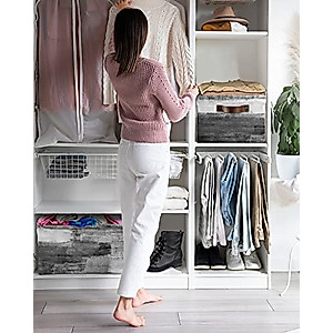 Oil Painting Abstract Storage Bins 2 Pack, Large Waterproof Storage Baskets for Shelves Closet, Geometric Black White Grey Storage Basket Foldable Storage Box Cube Storage Organizer with Handles