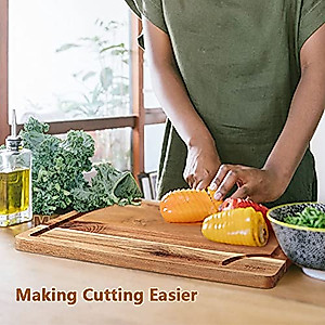 Acacia Wood Cutting Board Set with Juice Groove (3 Pieces) - Meat, Chesse,Vegetable Chopping Board, Organic Wooden Butcher Block for kitchen, Wood Cutting Board Set