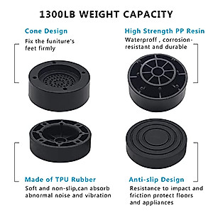 HANIHUA Furniture Risers 2 Inch Black Bed Risers (Set of 4), Heavy Duty Bed Lifts Risers for Table, Sofa, Couch, Desk, Adjustable Bed Frame Risers Supports Up to 1,300 Lbs