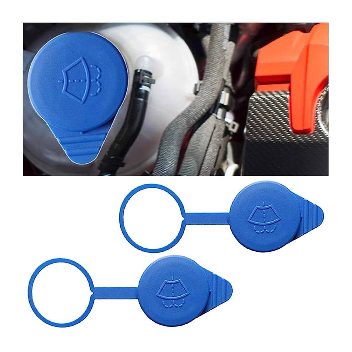 AUCELI 2 Pcs Windshield Wiper Washer Reservoir Fluid Tank Cap, Wiper Water Tank Lid Bottle Cap, Replacement Bottle Cap of Automobile Liquid Tank Fit for Most Car, Universal Vehicle Accessories