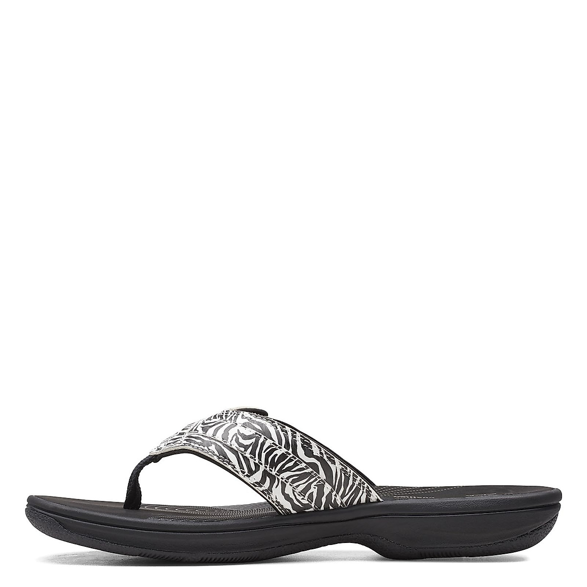 Clarks Women's Breeze Sea Flip-Flop, Black/White Zebra Synthetic, 7