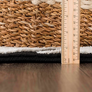 Hauteloom Deren Living Room, Bedroom Bohemian Shag Area Rug - Soft Shaggy Farmhouse - High Plush Pile - White, Black, Cream, Light Beige, Bone - 5'3" x 7'