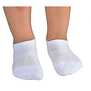 JORMATT 6 Pairs Toddler Little Girls Boys No Show Socks Thin Cotton Soft Anti Slip Low Cut Socks Breathable With Grips, White S